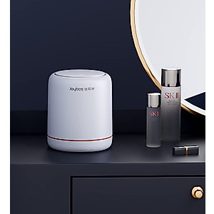 MOPALL Mini Trash Can for Desk | Small Plastic Trash Bins with lid for Make-up Table, Tiny White Waste Basket for Office 0.7 Gallon | Little Oval Garbage Can for Study, Living Room, RV, Bathroom
