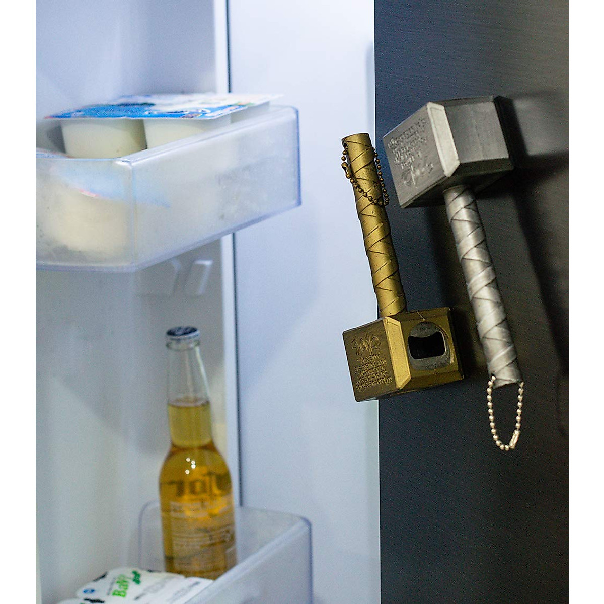 Nidavellir 2-Pack Magnetic Hammer Shaped Beer Opener and Glove Keychain Bottle Opener, Beer Gifts Bottle Opener for Men, Husband, Dad, Grandpa, Boyfriend