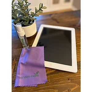 Screen Mom 1oz Screen Cleaner Spray 3 Pack - for Laptop, Computer Monitor, Phone Cleaner, iPad, Eyeglass, LED, LCD, TV - Includes 3 1oz Spray and 3 Purple Cleaning Cloths