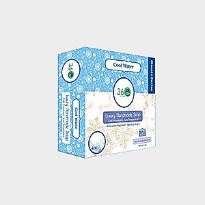 360Feel Men's Cool Water Cologne Soap -Large 5oz Organic Castile Handmade Soap bar -Bold Masculine fragrance- Pure Essential Oil Natural Soaps- Made in USA