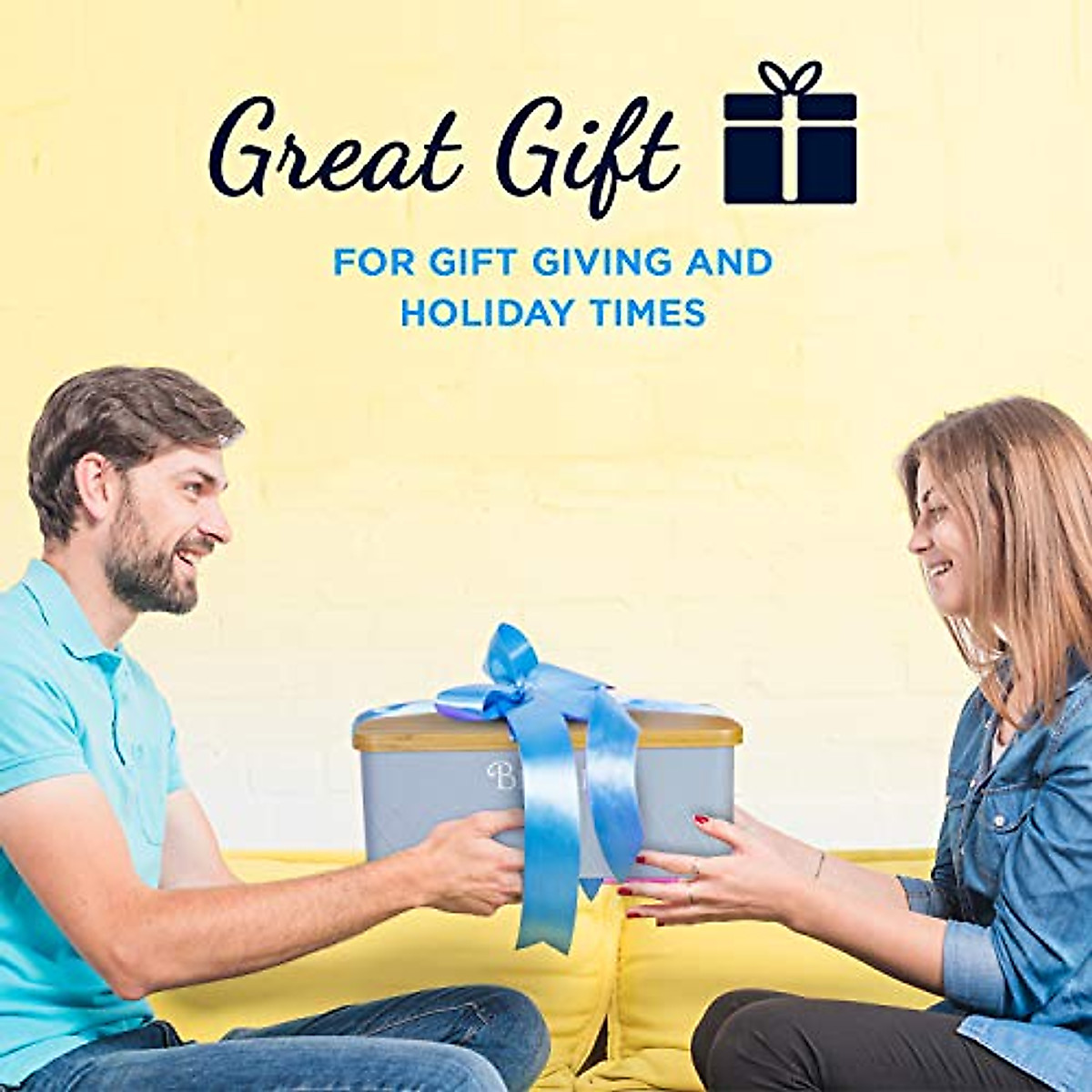 Baking & Beyond Bread Box with Bamboo Cutting Board Lid,13"x7.5"x5" Space-Saving Bread Box for Kitchen Countertop, Bread Storage Container Holder, Bread Keeper Bin - Fresh Loaves