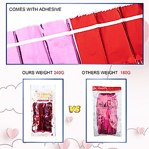 LOLStar 3 Pack Valentines Foil Fringe Curtains Valentine's Day Party Decorations 3.3X6.6 ft Red Pink Tinsel Material Curtain Photo Backdrop Streamer Backdrop for Valentines Day Decor Birthday Wedding