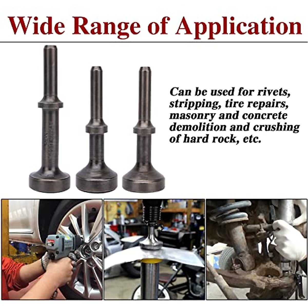 Smoothing Air Hammer Bits Set, 5Pcs Smoothing Air Hammer Tool Kit Air Hammer Accessories Extended Length Pneumatic Chisel Bits with Spring, by ZMCYNG
