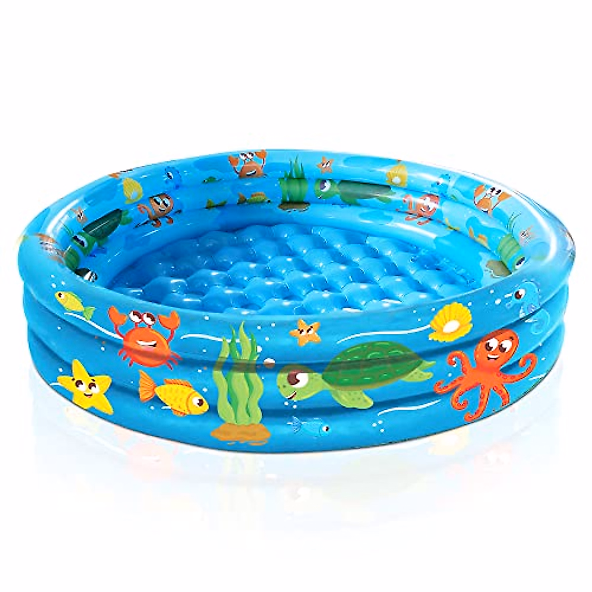 JAMBO Kiddie Pool with Inflatable Bottom | 48" x 12" Sea Friends Inflatable Kiddie Pool for Kids and Toddlers | Doubles as a Ball Pit & Dog Pool | Great Splash Pool Backyard Water Toys