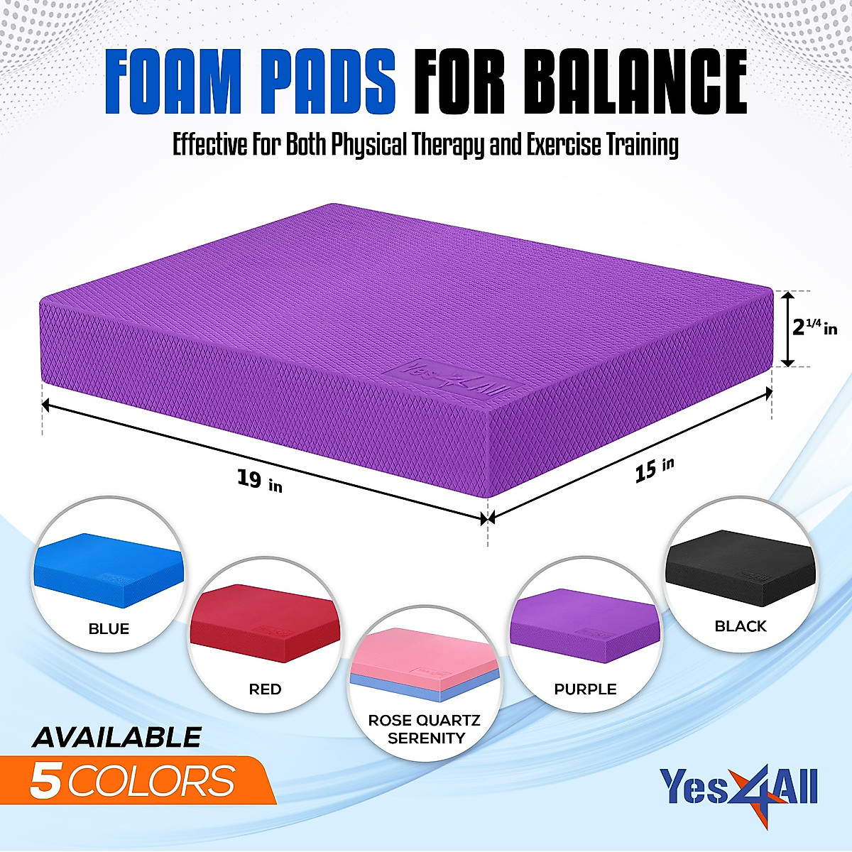 Yes4All Large Foam Balance Pad, Non-Slip Foam Mat for Yoga & Strength Training, Exercise Knee Pad for Floor Workouts, Balance Foam Block, Soft Cushion for Balance Training