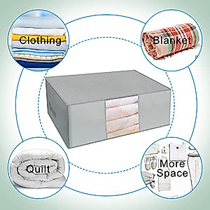 ZenTiky 3 Packs Large Clothes Storage Bag, Double Zipper Clothes Organizer with Clear Window for Store Quilt, Blanket, Pillow, Bed Sheet, Jacket (XL + L + M)