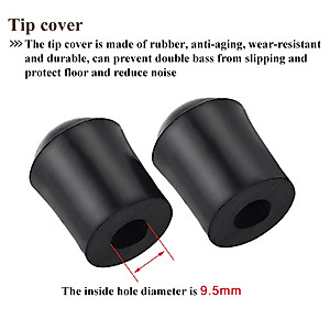Watris Veiyi Double Bass Endpin Rubber Tip Stopper, 2PCS Rubber Tip for 1/4 Size String Bass Endpin Protector End Pin Cap Accessory (Inner Diameter: 9.5mm)
