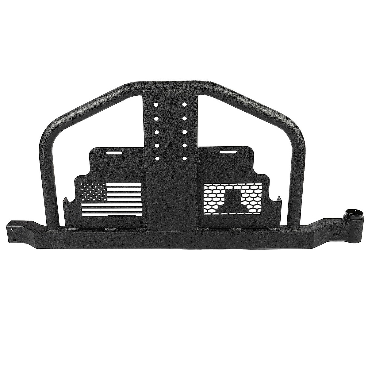 OCPTY Front Bumper and Rear Bumper with and Tire Carrier Fit For 2007-2015 2016-2018 for Jeep Wrangler JK Winch Plate with D-ring LED Lights with and Tire Carrier Texture Black