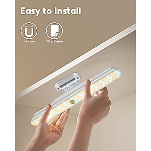 Rossetta Under Cabinet Lights, 78 LED Battery Operated Lights Closet Lights Motion Sensor Light Indoor, Wireless Rechargeable Night Light Under Cabinet Lighting for Kitchen Closet Stairs Hallway