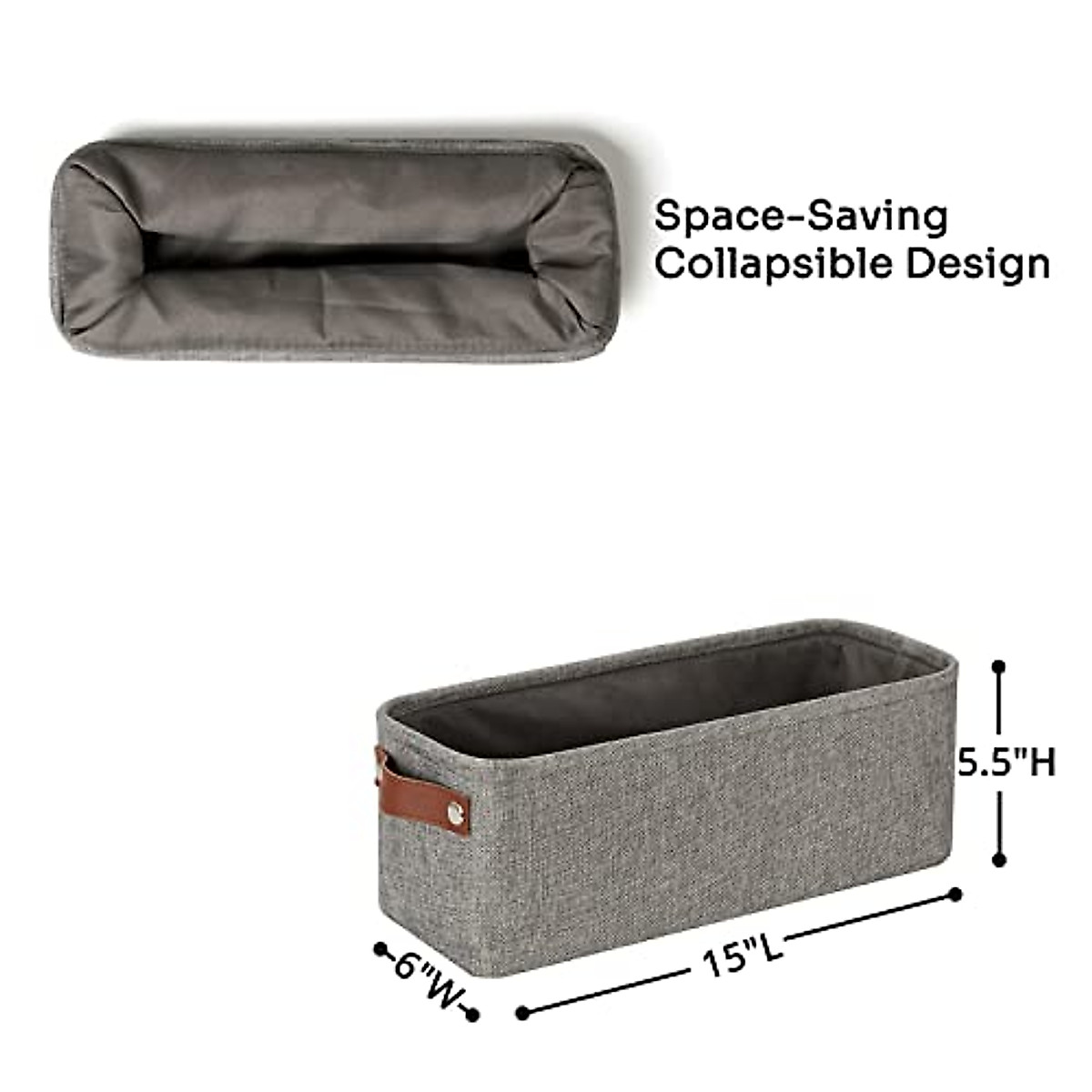 DULLEMELO Collapsible Bundle Baskets 4 Cube Baskets 11"x11"x11" + 2 Narrow Baskets 15"x6"x5.5"（Grey)