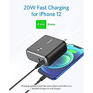 Anker PowerCore Fusion 10000, 20W USB-C Portable Charger 10000mAh 2-in-1 with Power Delivery Wall Charger for iPhone14/13/12 Series, iPad, Samsung, Pixel and More