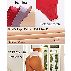 Knowyou High Waisted Thongs for Women Seamless Underwear for Women No Show Sexy Breathable Panties for Laides 6 Pack