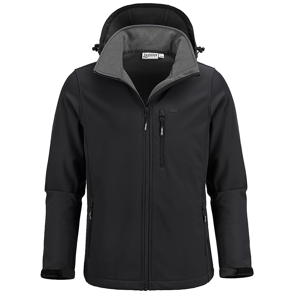 33,000ft Men's Softshell Jacket with Hood Fleece Lined Windbreaker Lightweight Waterproof Jackets for Hiking