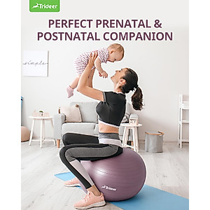 Trideer Yoga Ball - Exercise Ball for Workout pilates Stability - Anti-Burst and Slip Resistant for physical therapy, Birthing, Stretching & Core Workout, Office Ball Chair, Flexible Seating, Home Gym