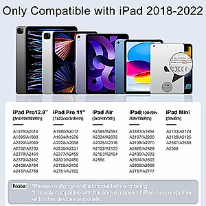 Stylus Pen for iPad, 13 mins Fast Charging Apple iPad Pencil with Palm Rejection, Tilt Sensitivity, Work for 2018-2022 iPad Air 3/4/5, iPad Mini 5/6, iPad 6/7/8/9/10, iPad Pro 11", iPad Pro 12.9"