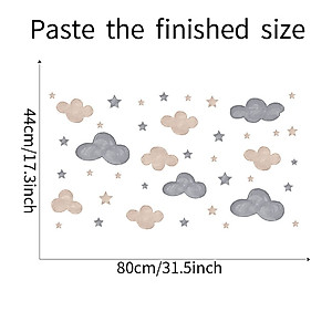 Buer homie Wall Decals, Clouds Pattern, Brown and Grey Watercolor Stickers