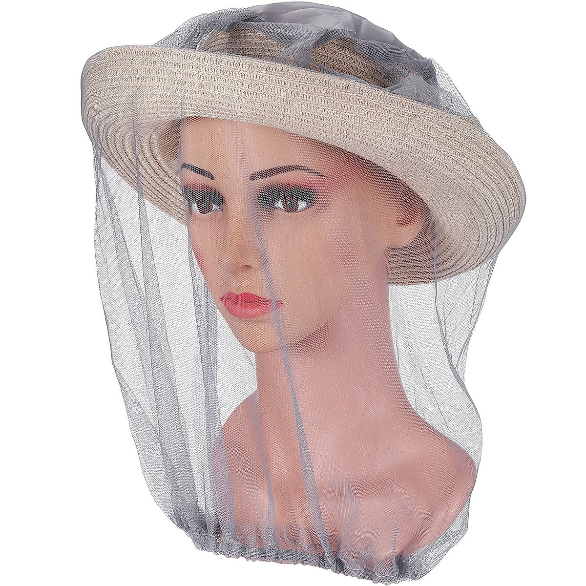 HESTYA 4 Pack Head Net Face Netting Neck Cover Netting Mesh Net for Outdoor Activity (Regular Size, Grey)