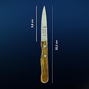 SMI - Paring Knife Fruit Knife Vegetable Knife Olive Wooden Handle Stainless Steel Solingen Knife Made in Germany - Not Dishwasher Safe