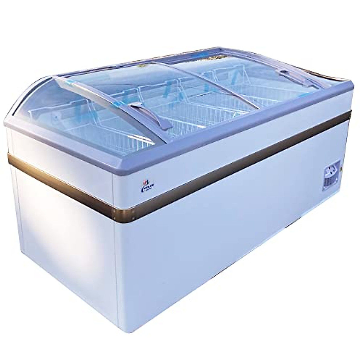 Chest Freezer for Supermarket Glass sliding Door 65" White Showcase Freezer Curve Display Top w/Storage Baskets - 22 Cu.Ft SDSC600
