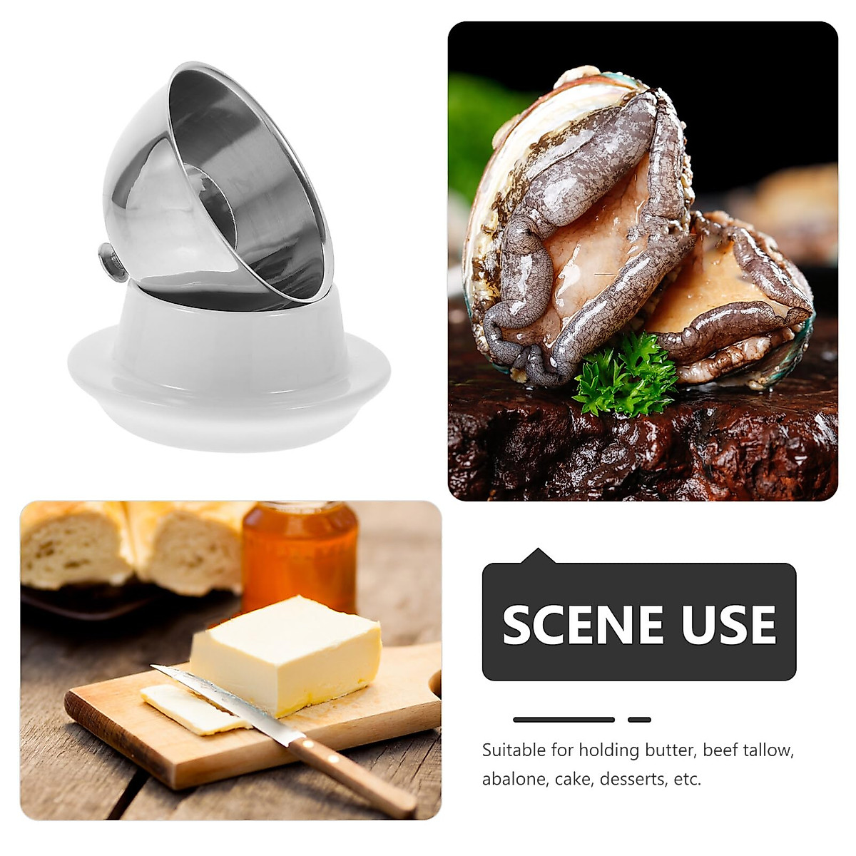 DOITOOL Cheese Dome Cover Butter Dish Ceramic Butter Plate with Stainless Steel Lid Farmhouse Butter Keeper Container Cheese Plate Mini Cake Stand for Home Restaurant Cheese Dome Cover