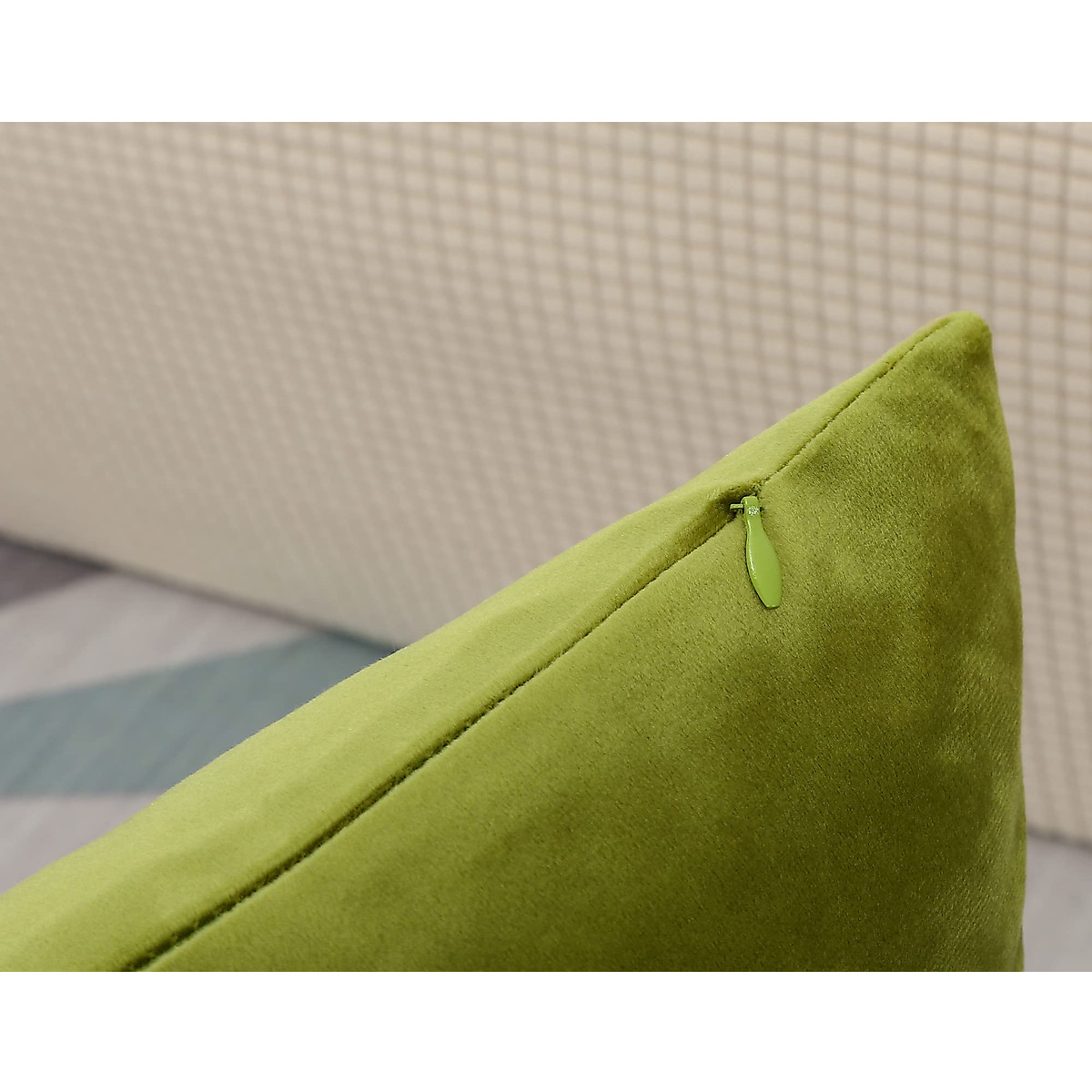 TangDepot Set of 2 Velvet Throw Pillow Covers, Super Soft, Euro Pillowcases - (24x24 Inch 2 Pieces, G01 Olive Green)