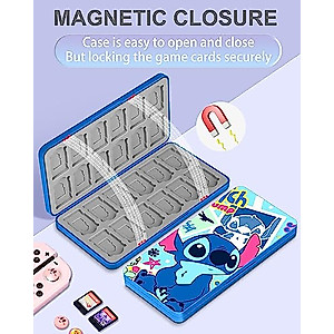 Xinocy for Nintendo Switch Game Case with 24 Game Holder Slots and 24 SD Micro Card Slots for Nintendo Switch/Lite/OLED,Cute Cartoon Games Cartridge Cases for Boys Kids Girls Kawaii Storage Box, SitSd