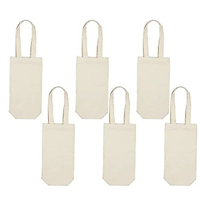 Canvas Wine Carrying Bags with Handles, Bottle Gift Totes (6 Pack)