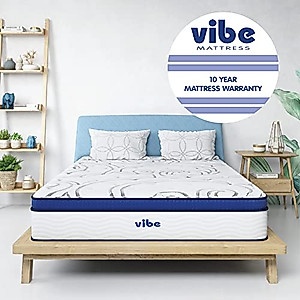 Vibe Quilted Gel Memory Foam and Innerspring Hybrid Pillow Top 12-Inch Mattress | CertiPUR-US Certified | Bed-in-a-Box King