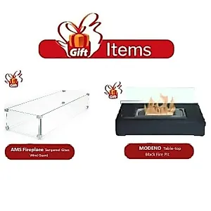 Elementi Granville Gas Fire Pit Cast Concrete Fire Table, Outdoor Fire Pit Electronic Ignition | Canvas Cover, Lava Rock Included | Free AMS Wind Guard & Table-top Firepit | Dark Gray (Natural Gas)