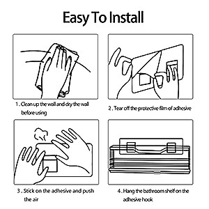 2 Pcs Adhesive for HBlife Shower Caddy, Strong Waterproof Adhesive Strip with Hooks for All HBlife Shower Shelves, Bearing 20 lbs