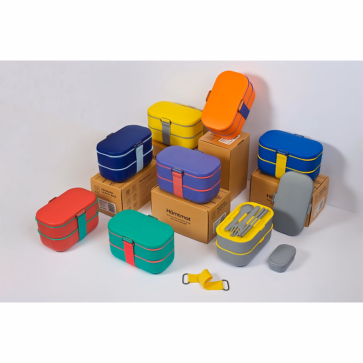 HÄMTMAT Bento Box Adult Lunch Boxes - Japanese Lunch Containers for Adults Lunchbox Set for Meal Prep Cute Stackable Container Insulated Microwave Safe Leak Proof Reusable Chopsticks Blue