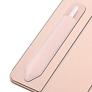 MoKo Pencil Holder Sticker Fit Apple Pencil Pro, Apple Pencil (USB-C), Apple Pencil 1st/2nd Generation, Elastic Pencil Pocket Pouch Adhesive Sleeve Attached to iPad Case for Stylus Pens,Rose Gold