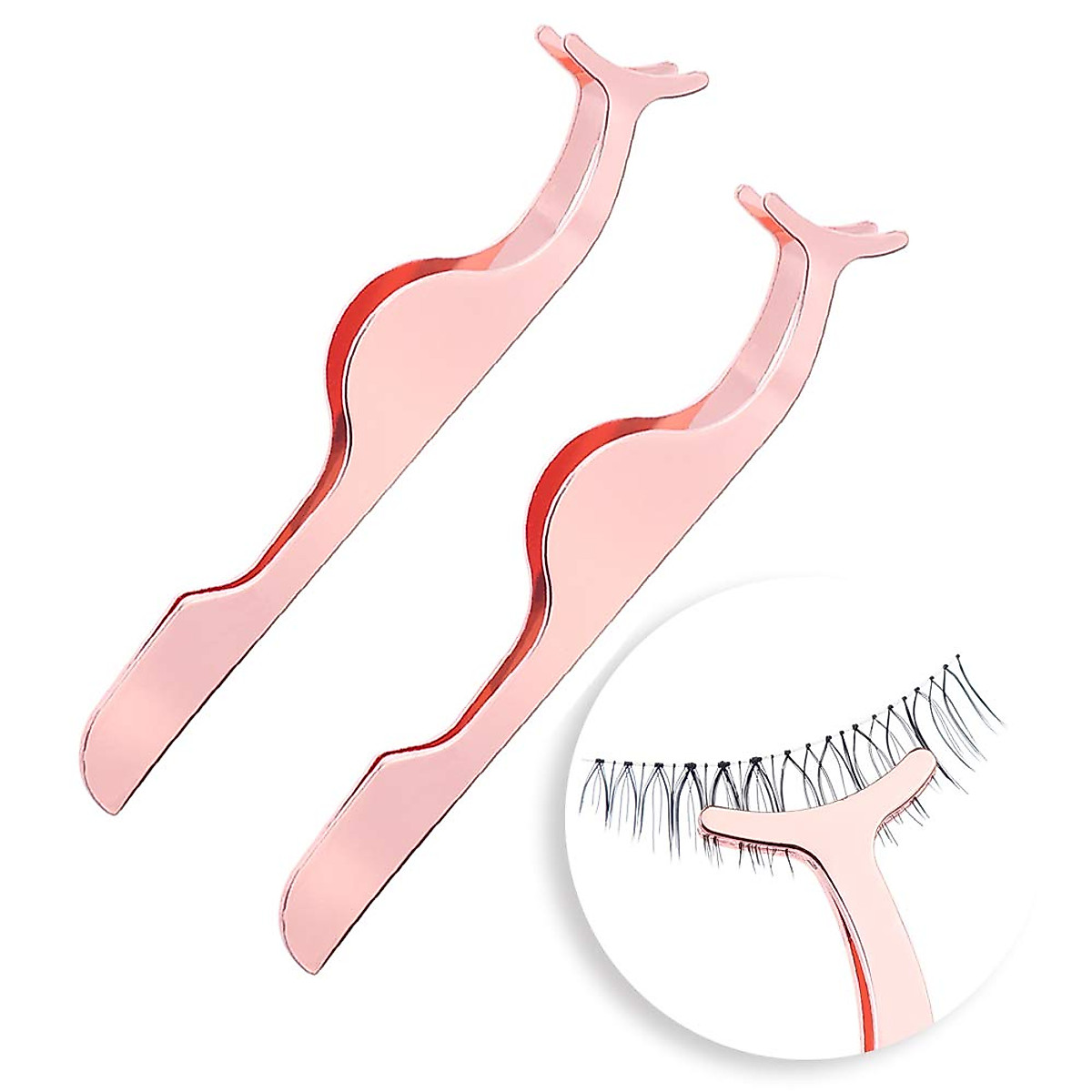 2pcs Eyelash Applicator Tool Eyelash Tweezers Lash Tool for False Lashes Lash Tools for Eyelash Extensions Fake Eyelash Applicator Lashes Clip Eyelash Tweezer Set