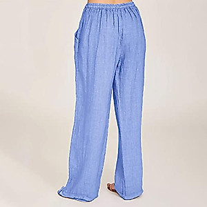 Track an Order On Amazon Womens Linen Pants Plus Size Drawstring Elastic Waist Casual Flowy Pant Wide Leg Pocket Summer Comfy Palazzo Pants International Sellers On Amazon Light Blue S