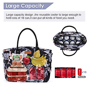 Insulated Lunch Bag for Women/Men,LeakProof Adult Lunch Box,Large Lunch Tote Bag with Removable Shoulder Strap,Portable Reusable Lunch Cooler Bag for Office Work Picnic Beach