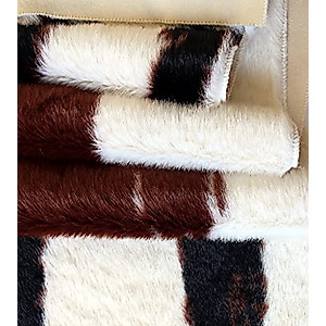 Masada Rugs, Faux Fur Cowhide Area Rug Brown Black White (3 Feet X 5 Feet)