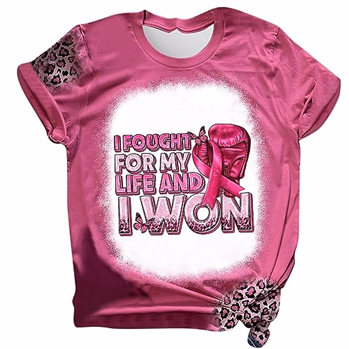 in October We Wear Pink Shirts Breast Cancer Shirts Women Breast Cancer Awareness T-Shirt Pink Ribbon Graphic Tees Bleached Short Sleeve Top A1-Pink, X-Large