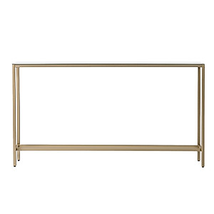 Furniture HotSpot Metal Skinny Console Table - Slim Profile w/Mirror Top (56x30)
