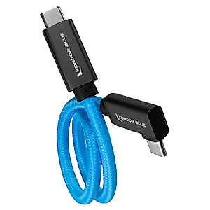 KONDOR BLUE 12" Straight USB C 3.1 GEN 2 10 Gb/s 100W | Right Angle Braided Cable for 8K Data and Power Delivery