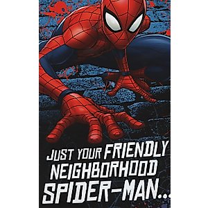 Happy Birthday Greeting Card Featuring Spider-Man: Just Your Friendly Neighborhood Spider-Man Wishing an Awesome Kid Like You A Birthday That's Totally Web-Tastic!