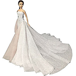Princess Evening Party Clothes,White 11.5 Inches Fashion Wedding Dress for Doll Clothes Party,Gift for Kids 3 to 8 Years Old