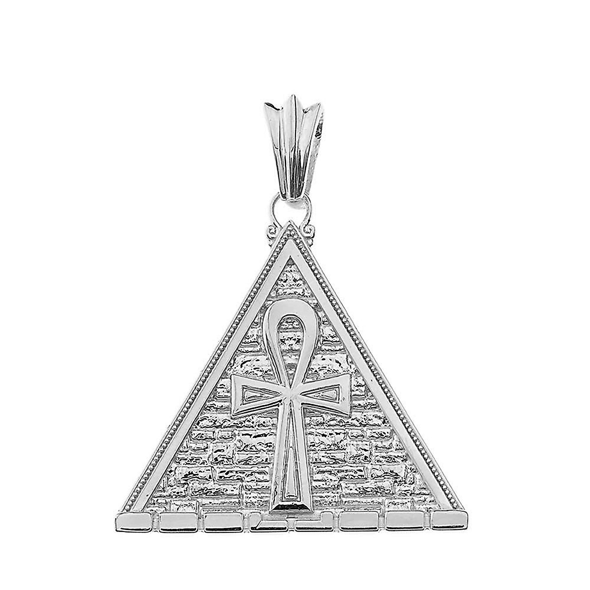 Exquisite Sterling Silver Ankh Cross Pyramid Pendant