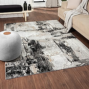 LUXE WEAVERS Camellia Collection 1660 Grey 9x12 Distressed Abstract Area Rug