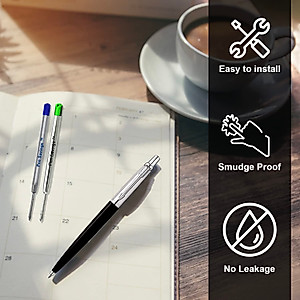 5 Pack, Pen Savings Ballpoint Pen Refills Compatible with Parker Ballpoint Pens, Medium Point (Bulk Packed) (Black)