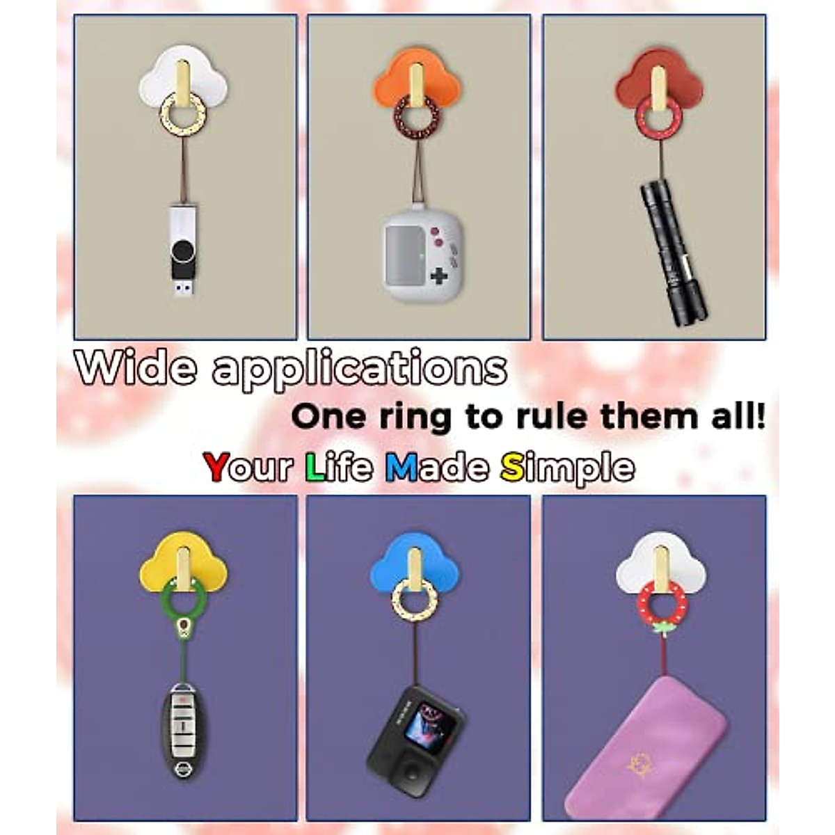 Innoc Lanyard Finger Strap Ring Strap 5 Pcs Phone Lanyard Grip Holder Cute Donuts Silicone Small Short Lanyard for Phone/USB/MP3/Key/Car Keychain