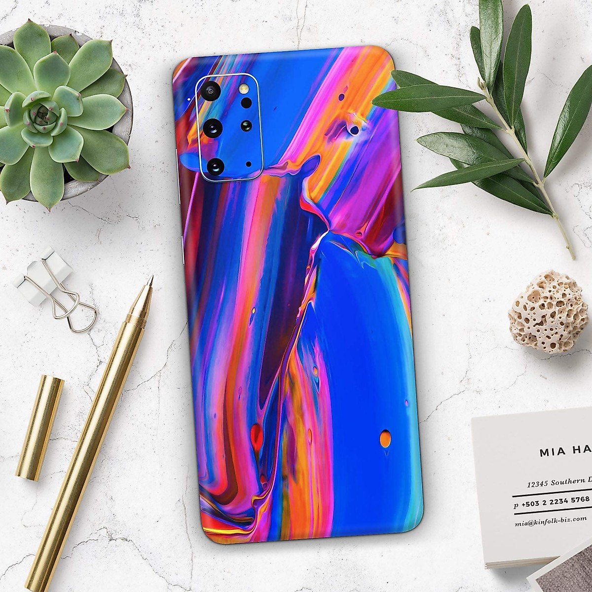 DesignSkinz Blurred Abstract Flow V5 Protective Vinyl Decal Wrap Skin Cover Compatible with The Samsung Galaxy S20 (Screen Trim & Back Glass Skin)