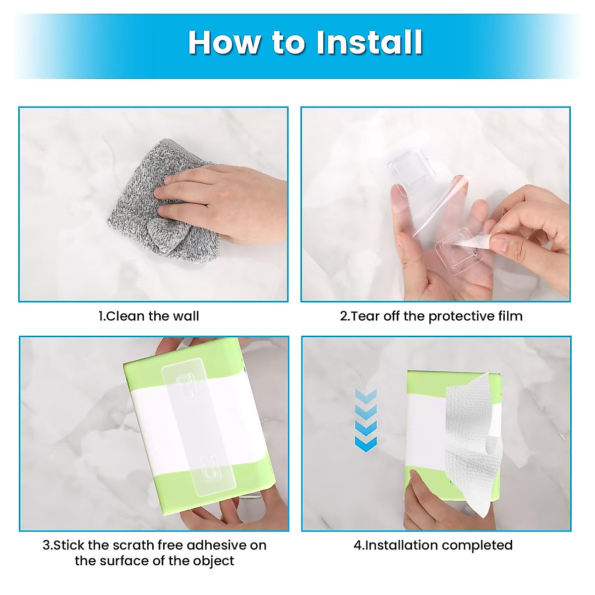 HQHC1996 Double Sided Adhesive AB Hooks, Clear Self Adhesive Sticker Hooks, No Drill Wall Hooks, Sticky Hooks Suitable for Shower Kitchen, Bathroom, Office, Basket, Picture, No Screw-20 PCS