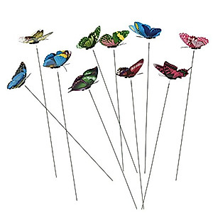 DatingDay 10 Pack Colourful Garden Butterflies On Sticks Miniature Fairy Garden Decoration