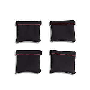 4 Pieces of Earphone Pouch PU Leather Headphone Storage Bag Headphone Protection Pouch, with Snap Spring Closure for Portable Carrying Storing Headphones