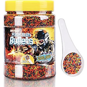 Water Balls Beads Refill Ammo 7-8mm 200000 Pcs Gel Balls Blaster Bullets with Measuring Spoon for 14+ Non-Toxic Eco Friendly Water Balls Ammo Compatible with Gel Balls Blaster Guns for Age 14+